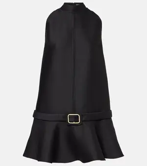TOM FORD Belted Wool And Silk Crêpe Minidress - Black
