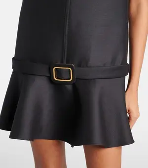 TOM FORD Belted Wool And Silk Crêpe Minidress - Black