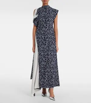Proenza Schouler Devyn Floral Draped Maxi Dress - Blue