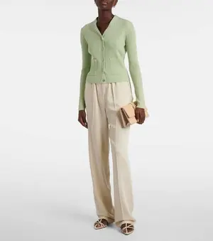 JOSEPH Ribbed-knit Wool Cardigan - Green
