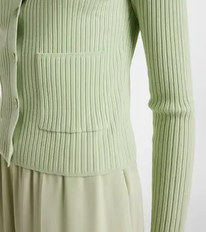 JOSEPH Ribbed-knit Wool Cardigan - Green