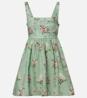 Agua Bendita Hierbabuena Floral Linen Minidress