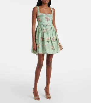 Agua Bendita Hierbabuena Floral Linen Minidress