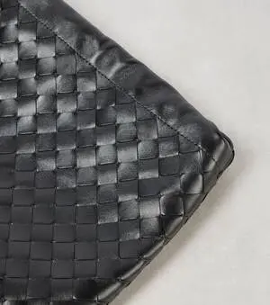 Bottega Veneta Intrecciato Leather Clutch - Black