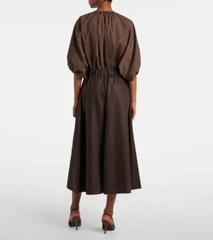 Brunello Cucinelli Linen Midi Skirt - Brown