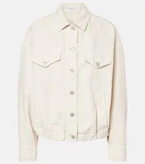 Brunello Cucinelli Monili Beaded Cotton And Linen Jacket - White