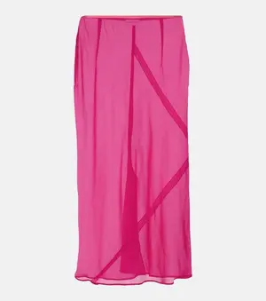 Dries Van Noten Silk-blend Satin Midi Skirt - Pink
