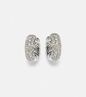 David Yurman Mercer Sterling Diamond Hoop Earrings - Silver