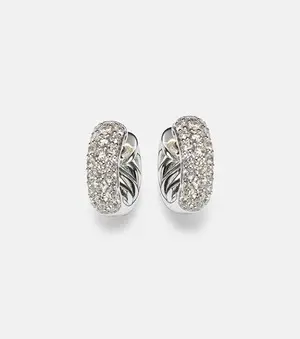David Yurman Dy Mercer® Micro Hoop Earrings With Diamonds - Silver
