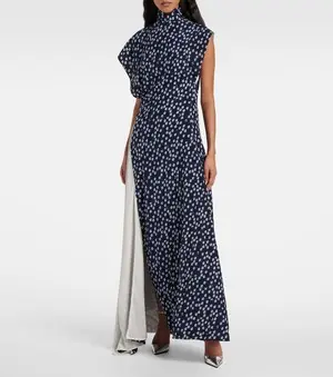 Proenza Schouler Devyn Floral Draped Maxi Dress - Blue