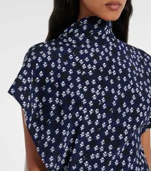 Proenza Schouler Devyn Floral Draped Maxi Dress - Blue