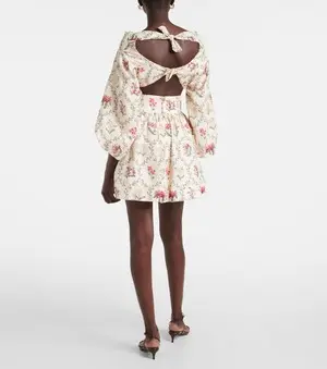 Agua Bendita Floral Print Linen Cropped Top