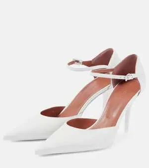 Amina Muaddi Barbara Mary Jane Leather Pumps