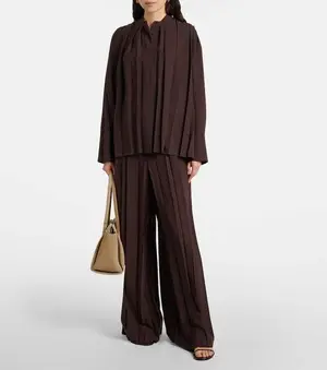 JOSEPH Tibre Plisse Wide-leg Pants