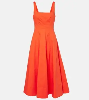 Staud Wells Cotton Poplin Midi Dress - Red