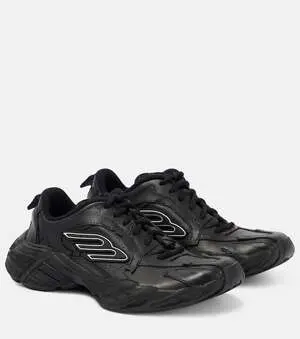 Balenciaga Monday Leather Sneakers - Black