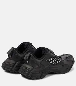 Balenciaga Monday Leather Sneakers - Black