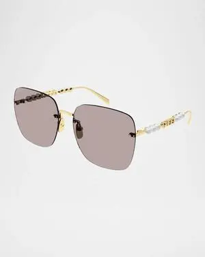 Gucci Metal Rectangle Sunglasses - Gold