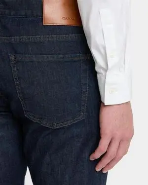 Canali Dark Wash Soft Touch Denim Jeans - Blue