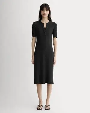 Everlane Rib-knit Henley Midi Dress - Black