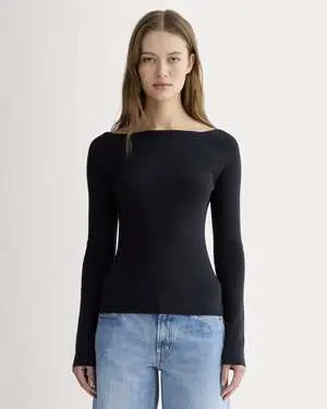 Everlane Knit Boatneck Top - Navy