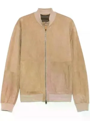 Canali Suede Bomber Jacket - Neutrals