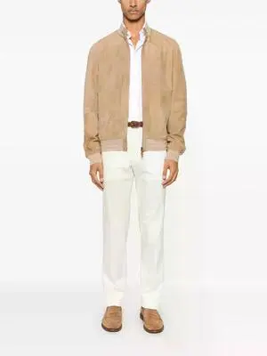 Canali Suede Bomber Jacket - Neutrals