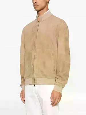 Canali Suede Bomber Jacket - Neutrals