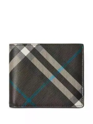 Burberry Check Pattern Bi-fold Wallet - Black
