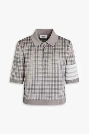 Thom Browne Checked Silk And Cottonblend Polo Shirt
