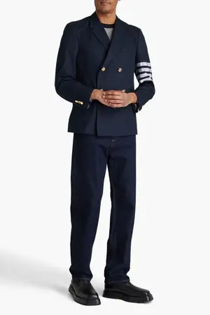 Thom Browne Double-breasted Striped Cotton-twill Blazer - Navy
