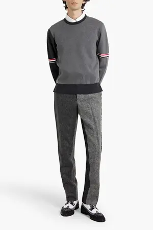 Thom Browne Tapered Two-tone Wool-tweed Pants