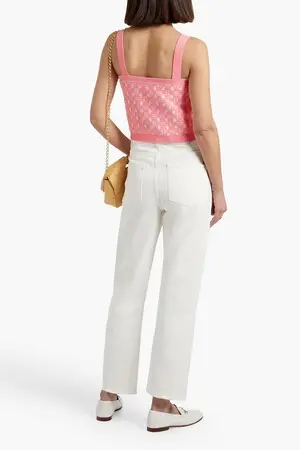 Maje Cropped Jacquard-knit Top - Pink