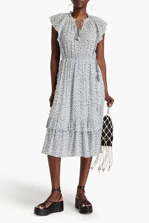 Ulla Johnson Anja Floral-print Cotton-crepon Midi Dress - White