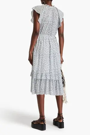 Ulla Johnson Anja Floral-print Cotton-crepon Midi Dress - White
