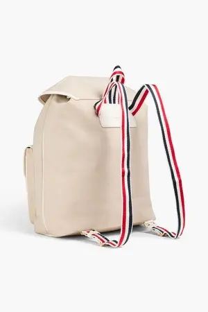 Thom Browne Leather-trimmed Striped Canvas Backpack
