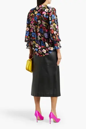 Alice + Olivia Floral-print Fil Coupé Chiffon Blouse