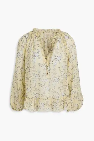 Ulla Johnson Rosine Floral-print Silk-georgette Blouse - Pastel Yellow
