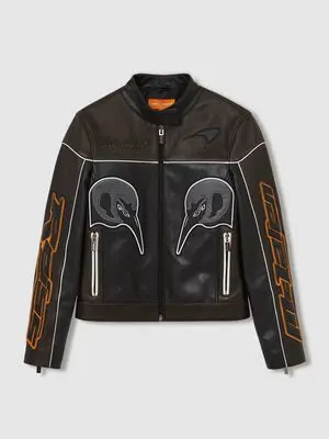 REISS F1 Team Champion Leather Biker Jacket - Black