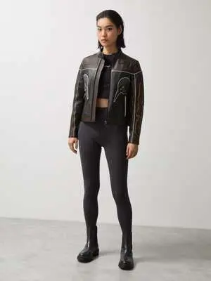REISS F1 Team Champion Leather Biker Jacket - Black