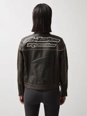 REISS F1 Team Champion Leather Biker Jacket - Black