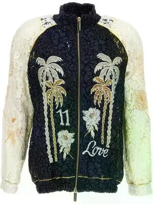 LINEA 11 Embroidered Lace Bomber Jacket