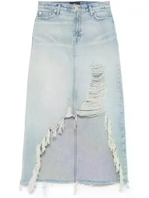 7 For All Mankind Denim Midi Skirt - Blue