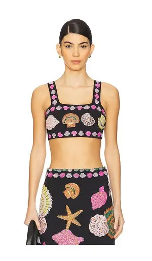 OCEANUS Hand Embellished Top - Black