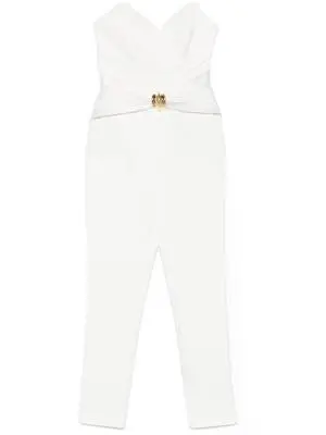 Elisabetta Franchi Bow-detail Crepe Jumpsuit - White