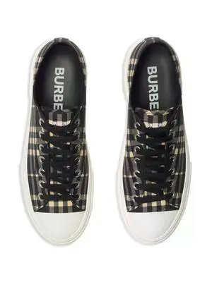 Burberry Checked Lace-up Sneakers - Black
