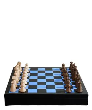 Smythson Panama Cross-grain Leather And Wood Chess Set - Black