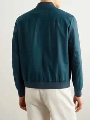 Zegna Nubuck Bomber Jacket - Blue