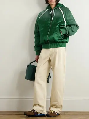 Loewe Oversized Grosgrain-trimmed Padded Satin Hooded Track Jacket
