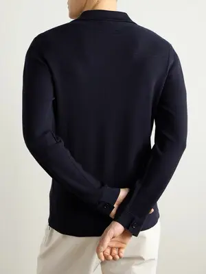 Zegna Camp-collar Wool-piqué Cardigan